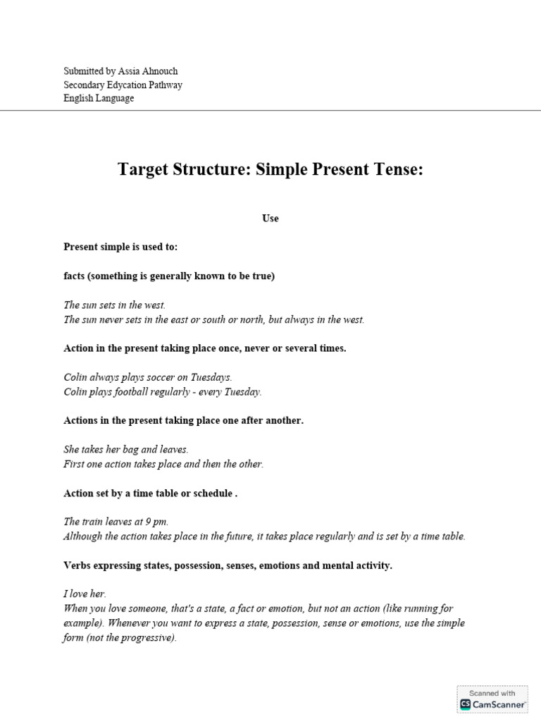 Present simple | PDF | Grammatical Number | Verb