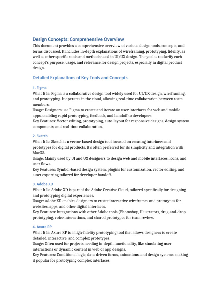 Design Concepts Comprehensive Overview | PDF | Html | Software Prototyping