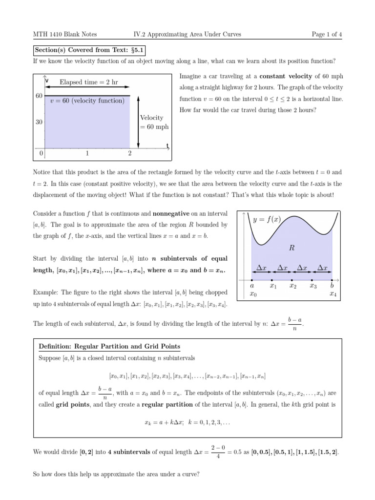 Area Approximation with Riemann Sums | PDF | Summation | Interval ...