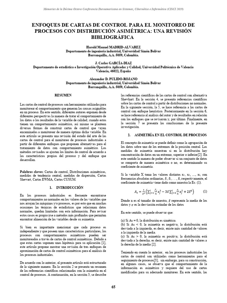 Enfoques de Cartas de Control en Procesos Con Distribución Asimetrica | PDF | Oblicuidad