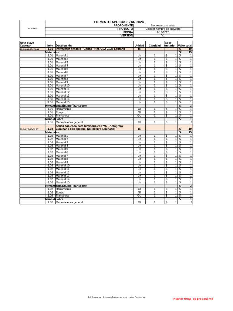 Formato Apu Electrico | PDF