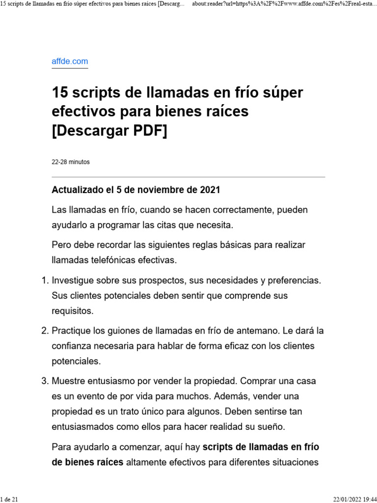 Scripts Efectivos para Llamadas Inmobiliarias | PDF | Lenguaje de escritura