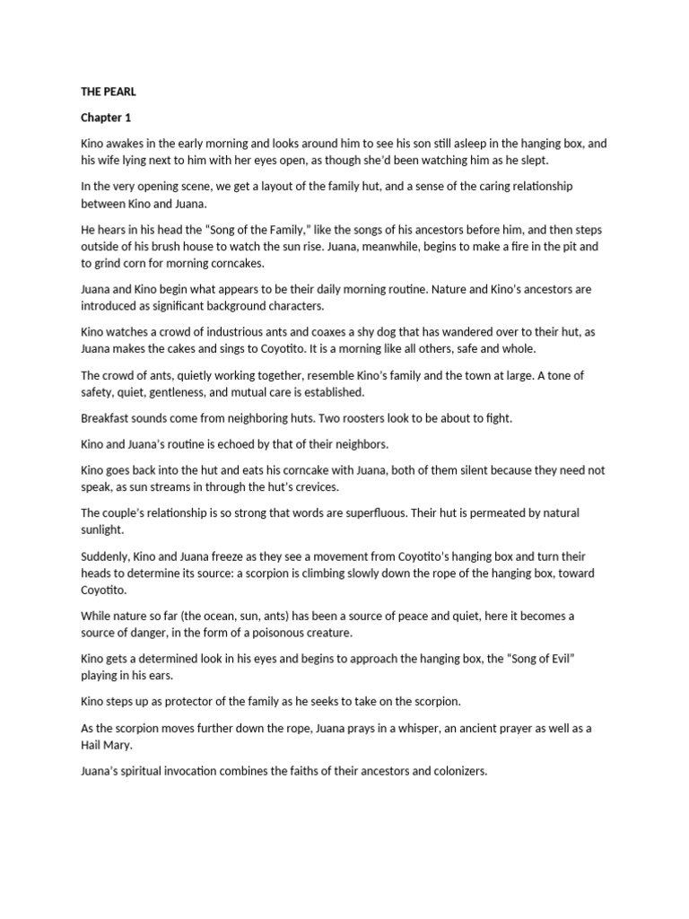 The Pearl Chapters 1 To 4 | PDF