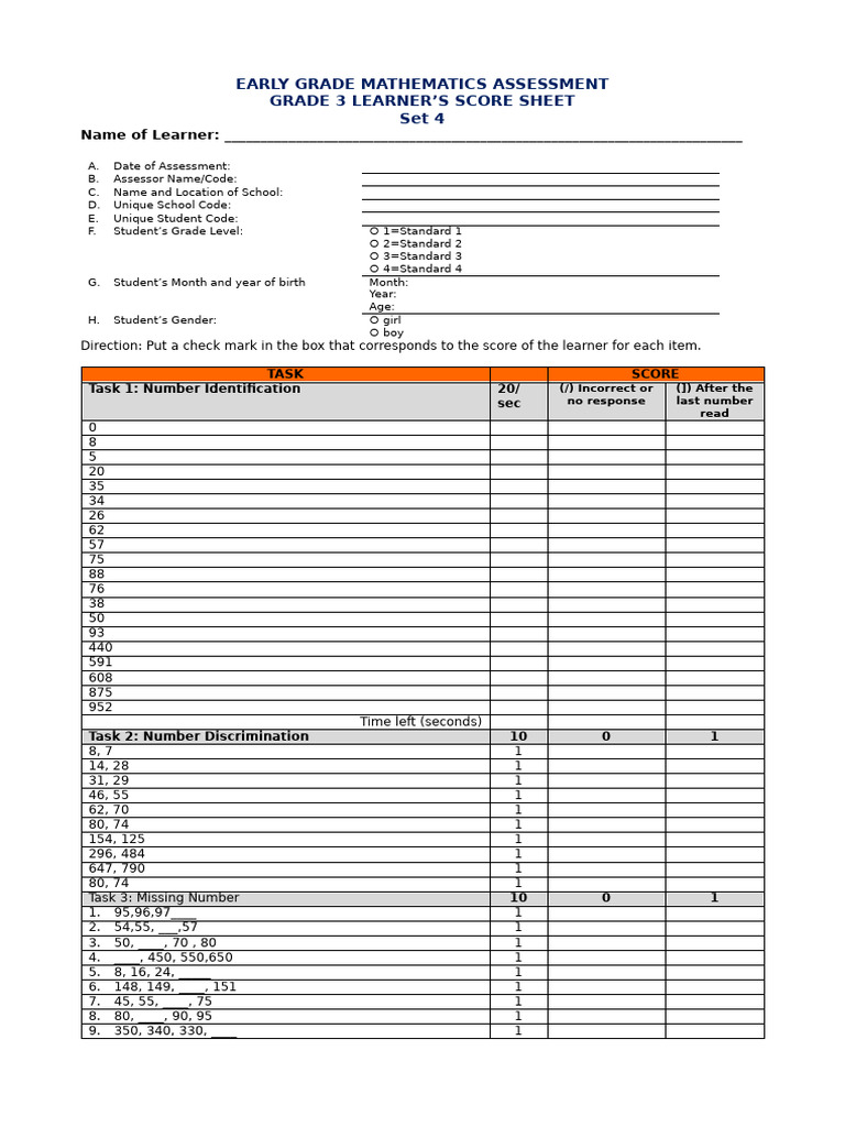 EGMA SET 4 - LEARNER SCORESHEET Updated FEB 5 | PDF | Swimming (Sport ...