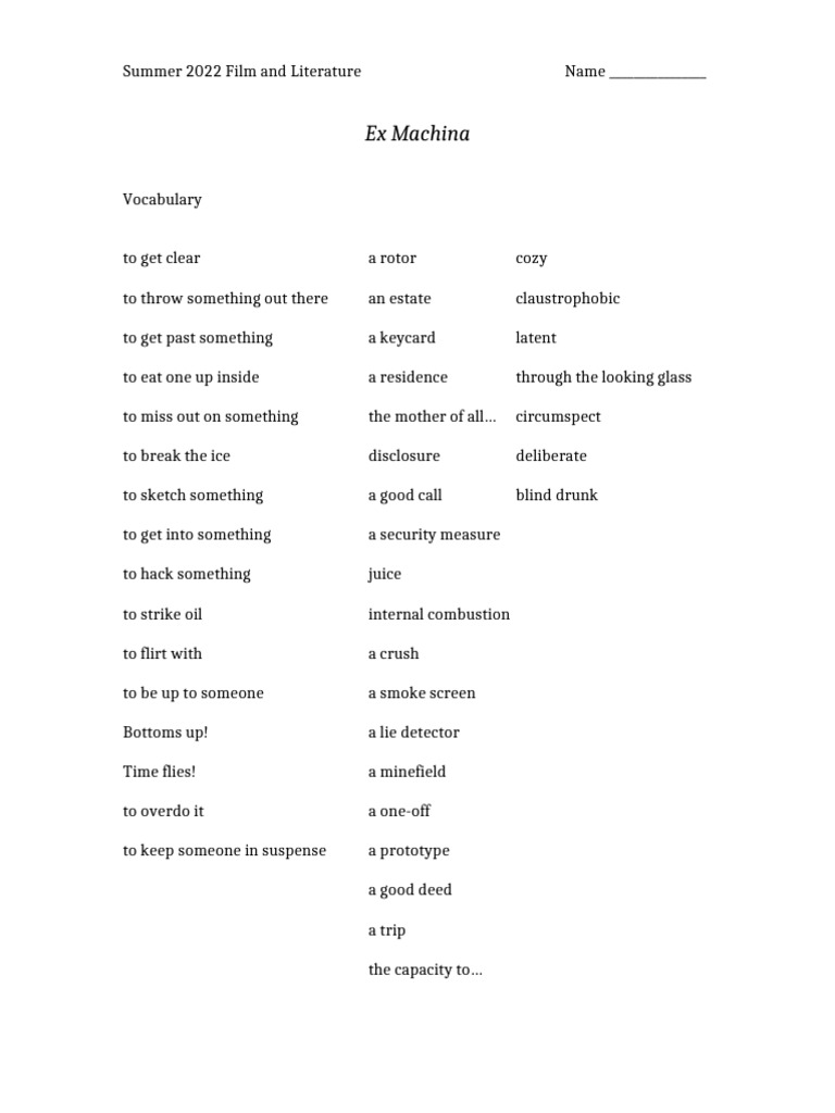 Ex Machina Study Guide | PDF