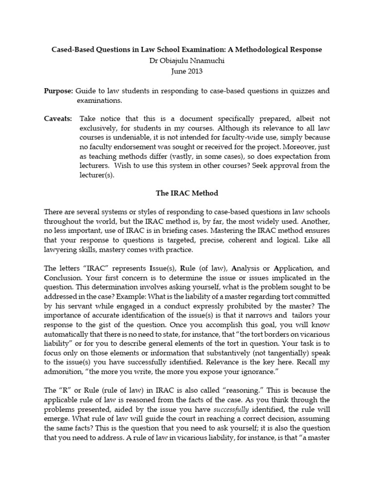 IRAC Method | PDF | Legal Liability | Tort