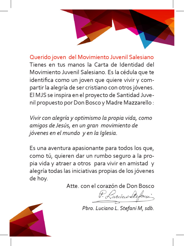Carta de Identidad MJS | PDF | María, madre de Jesús | Amor