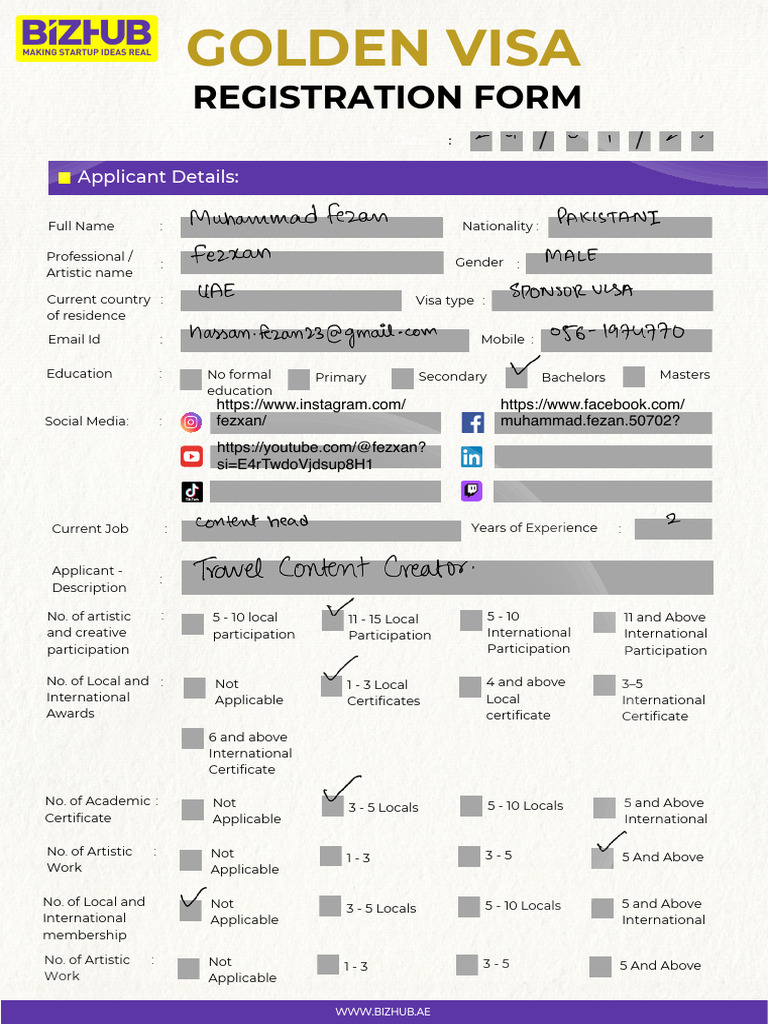 Golden Visa Application Form | PDF | Travel Visa | Government And Personhood