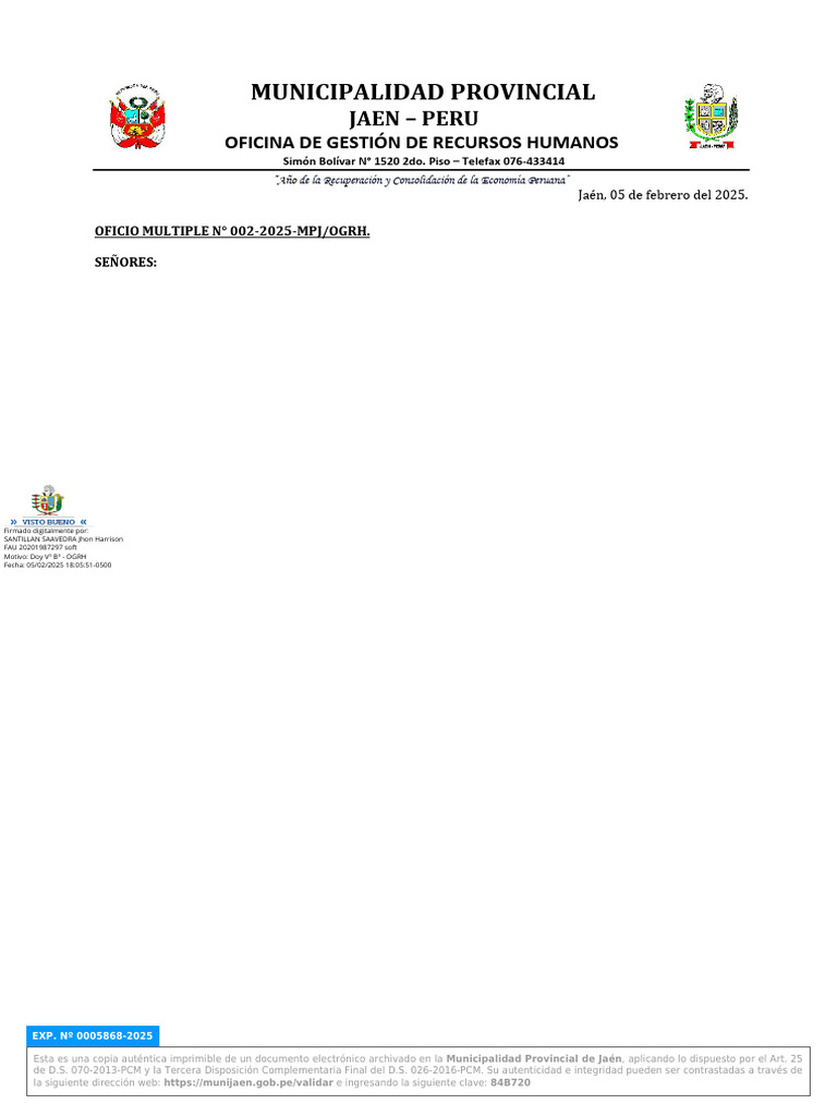 Descarga MPJ Exp 0005868-2025 Oficio Multiple N 002 9002291089788 | PDF | Perú | Economias