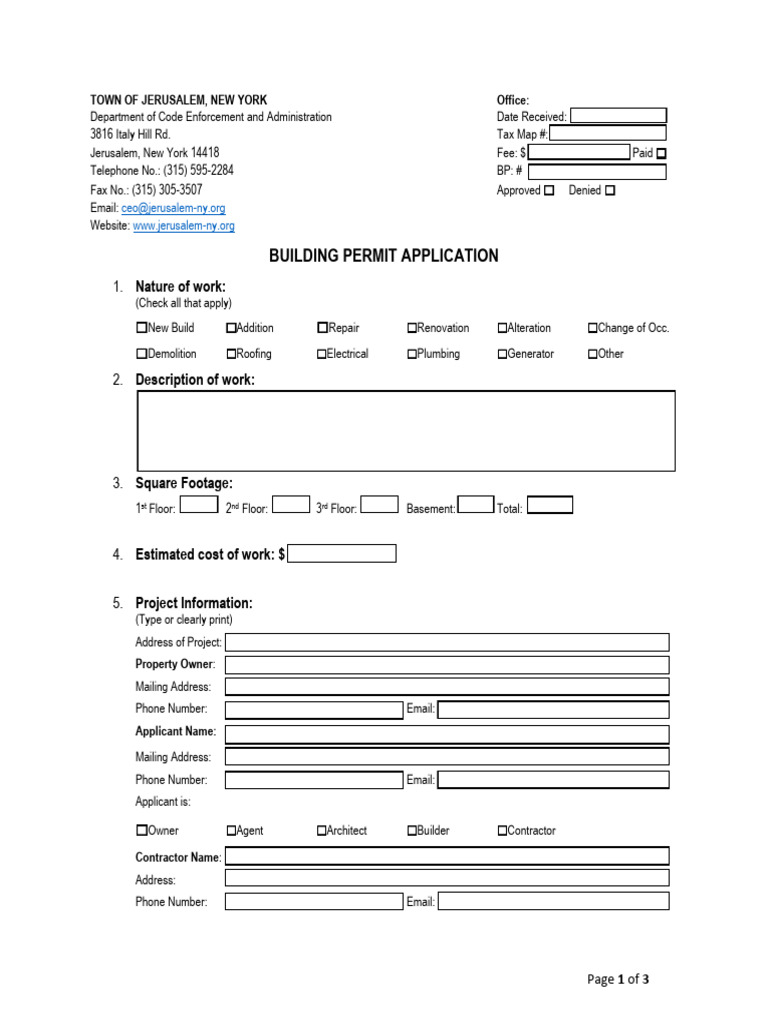 Building Permit Application | PDF | Telephone Number | Architect