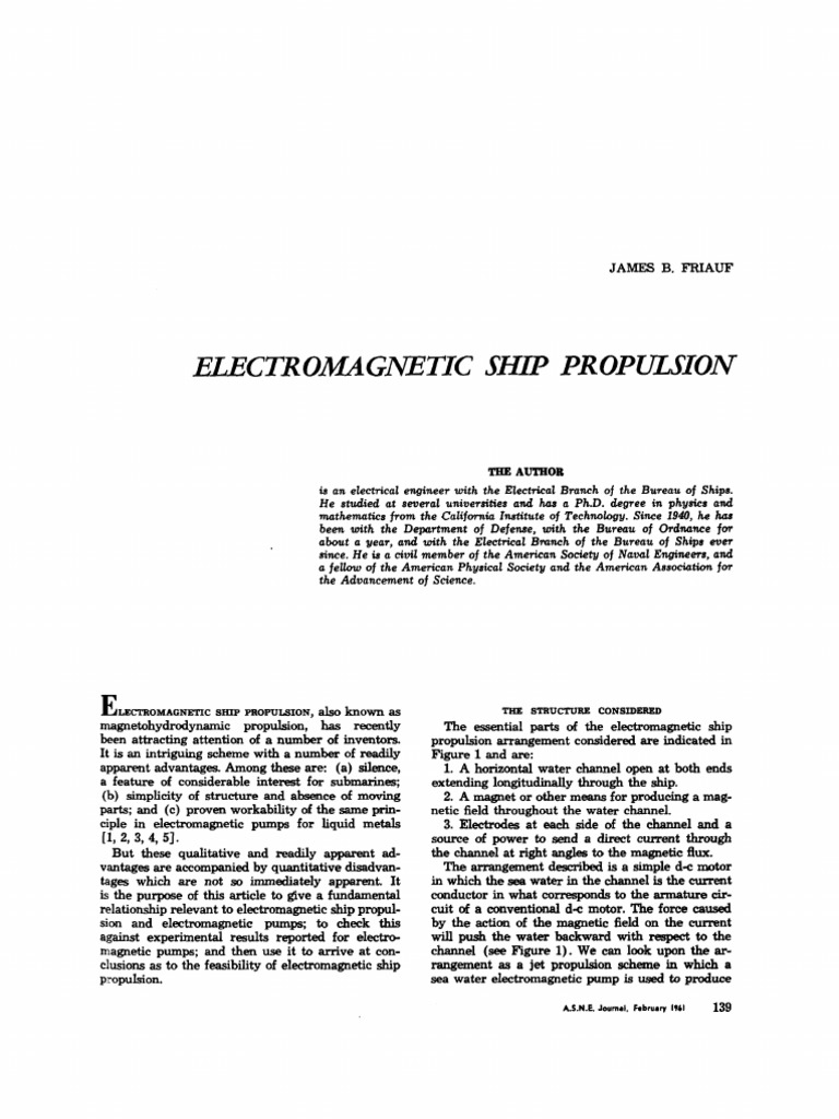 Electromagnetic Ship Propulsion Analysis | PDF | Magnetic Field | Pump
