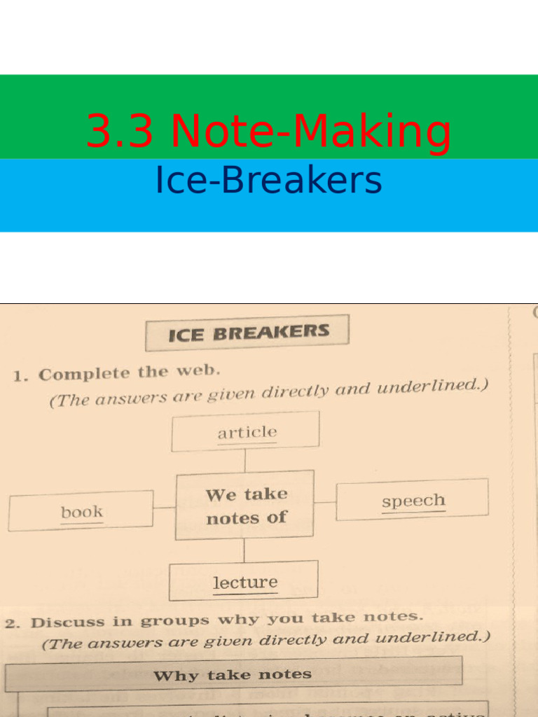 3.3 Note - Making (Ice - Breakers) | PDF
