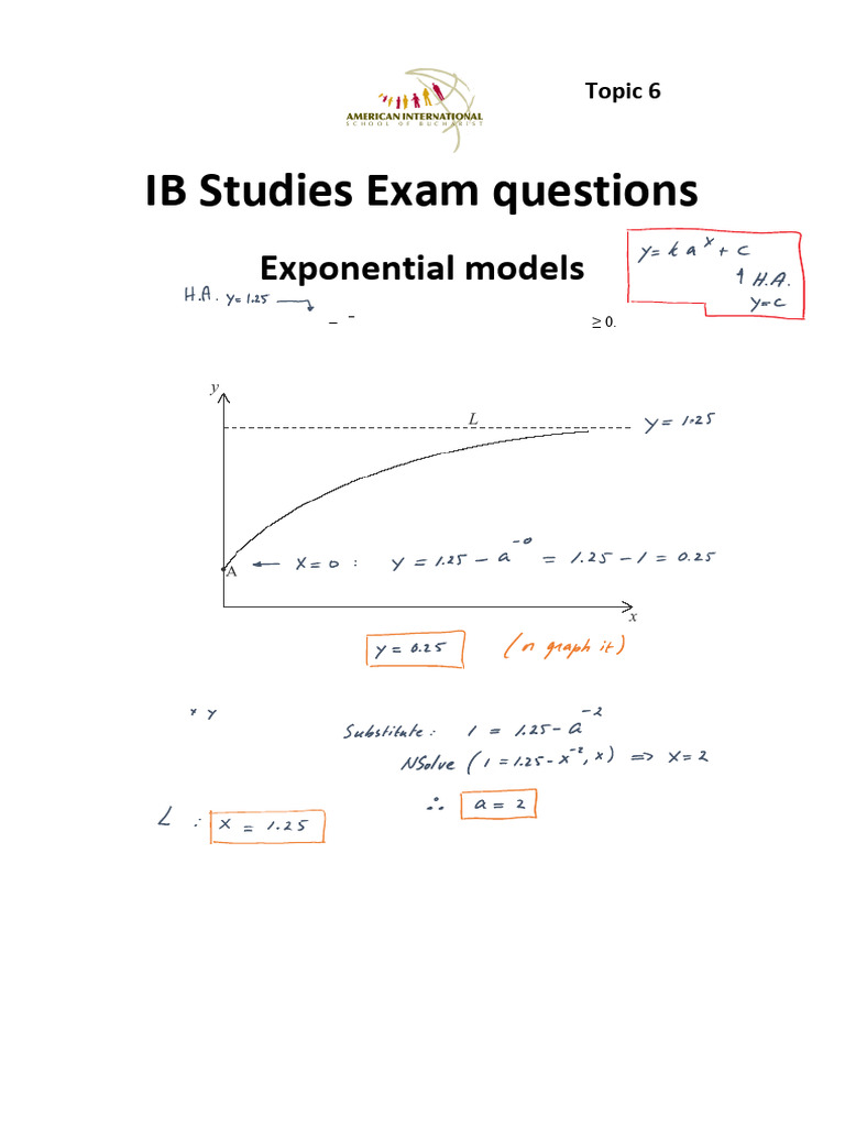 Exponential Modeling Questions in IB Math | PDF | Function (Mathematics ...