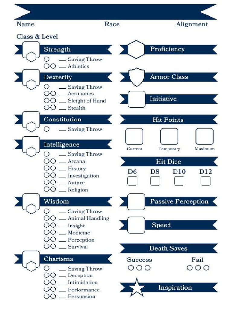 A5 Character Sheet | PDF