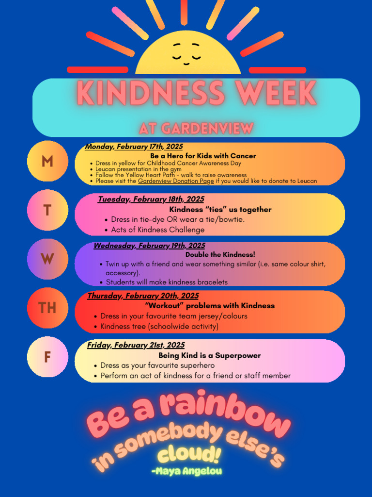 Kindness Week Activities Schedule 2025 | PDF