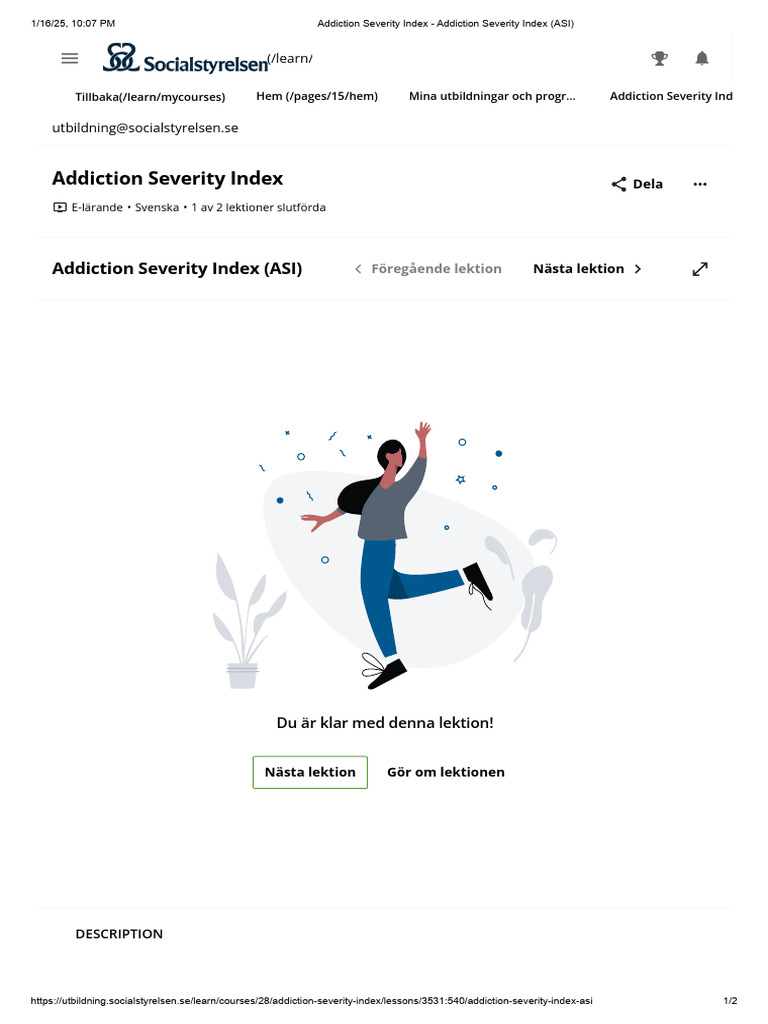 Addiction Severity Index - Addiction Severity Index (ASI) | PDF