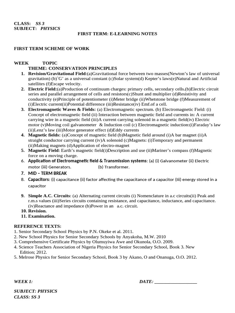 PHYSICS SS 3 1ST TERM E-NOTES - v2.0R2017 | PDF | Electromagnetic ...