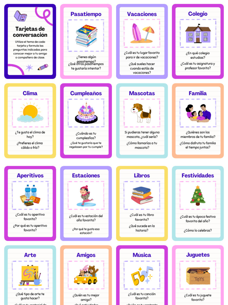 Tarjetas de Conversación para Adolescentes | PDF