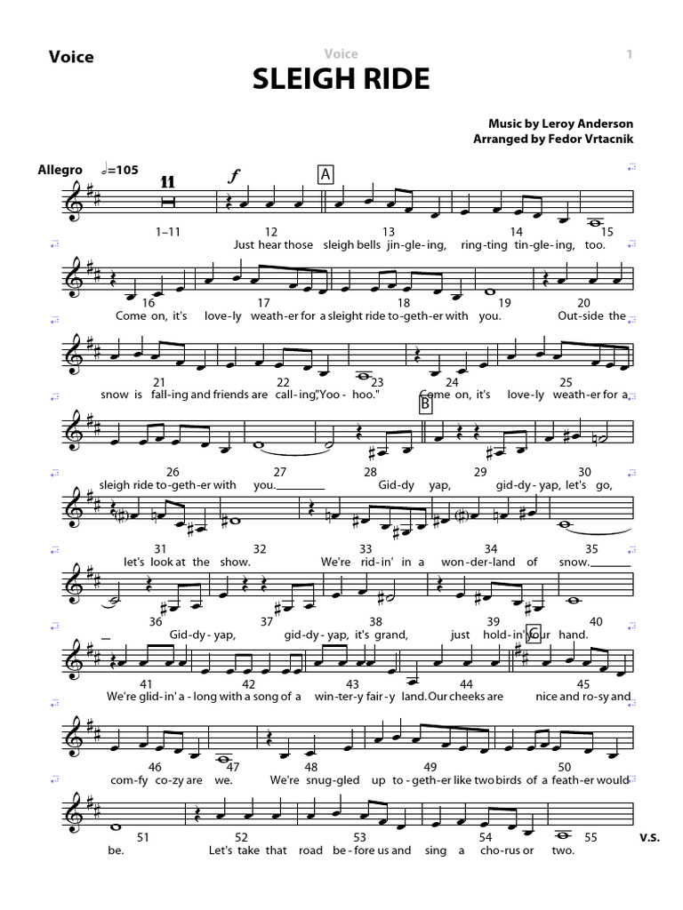 SLEIGHRIDE-D - VOCAL Voice | PDF | Compositions