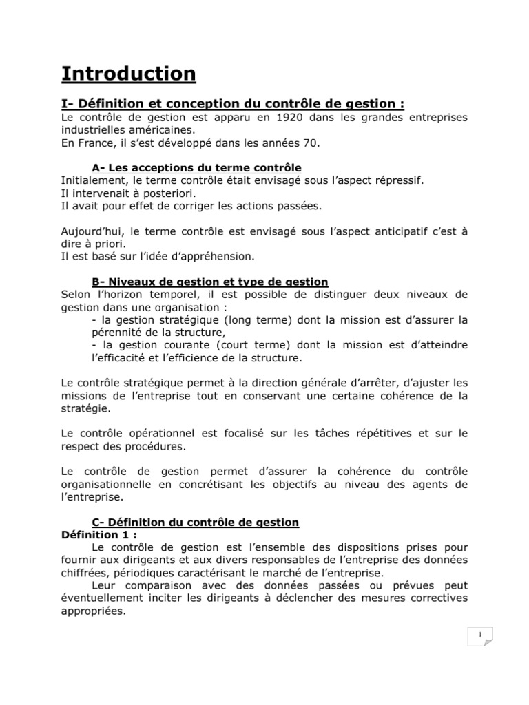 Définition du contrôle de gestion | PDF | Évolution de carrière