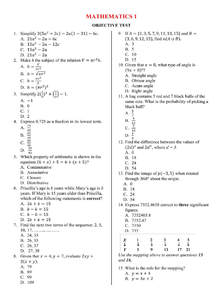 2021 Bece Mathematics Paper 1 | PDF
