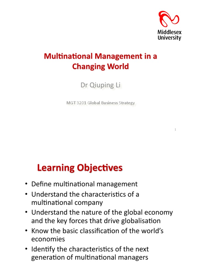 1-Multinational Management in A Changing World-S | PDF | Globalization ...