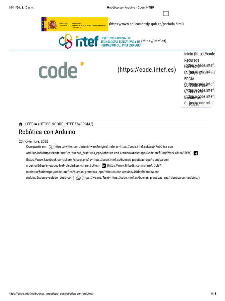 Robótica Con Arduino - Code INTEF | PDF | Arduino | Robot