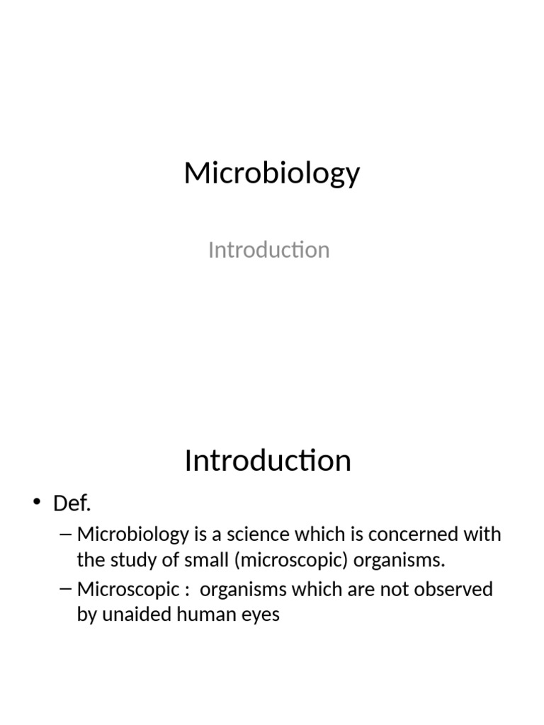 Ed. Lec.1 Microbiology - PPTX (Intro..) | PDF | Microbiology | Bacteria