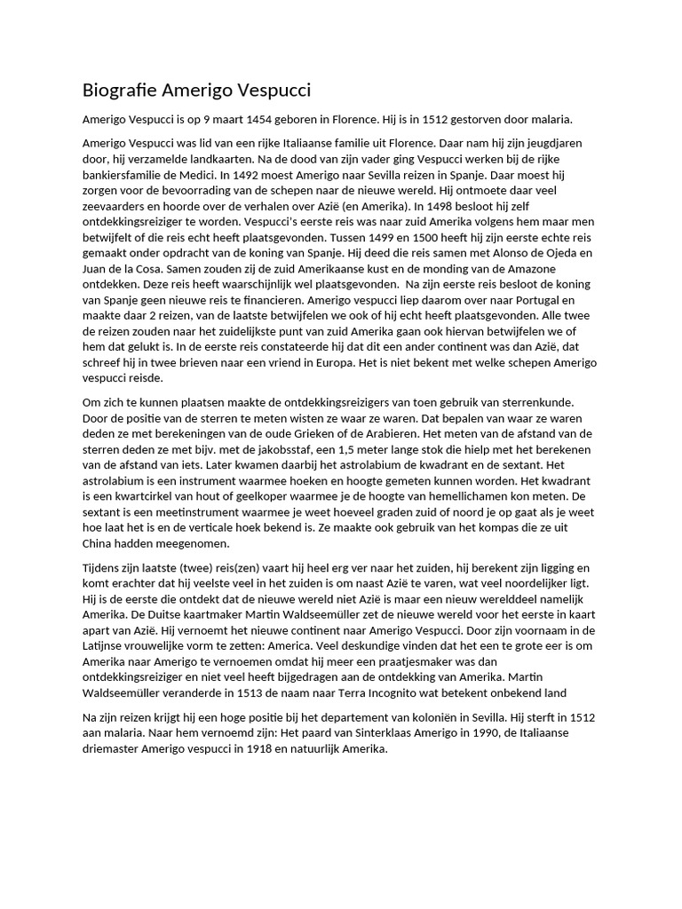 GS Amerigo Vespucci Biografie | PDF