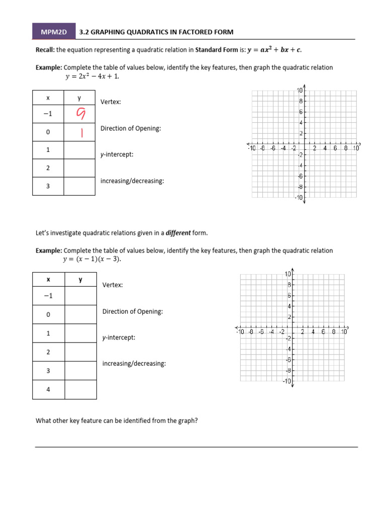 Graphing Quadratics in Factored Form | PDF | Algebra | Discrete Mathematics