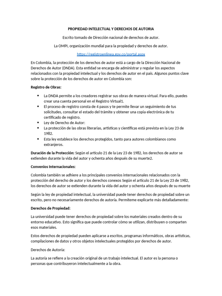 Propiedad Intelectual y Derechos de Autoria | PDF | Derechos de autor