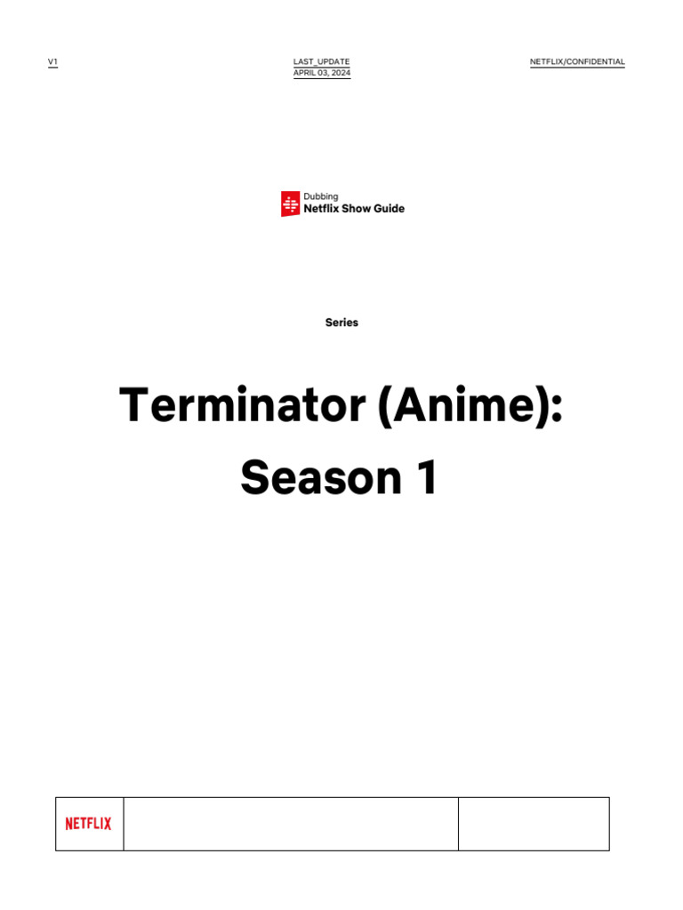 Terminator Anime S1 Dubbing Guide | PDF | Terminator (Franchise)