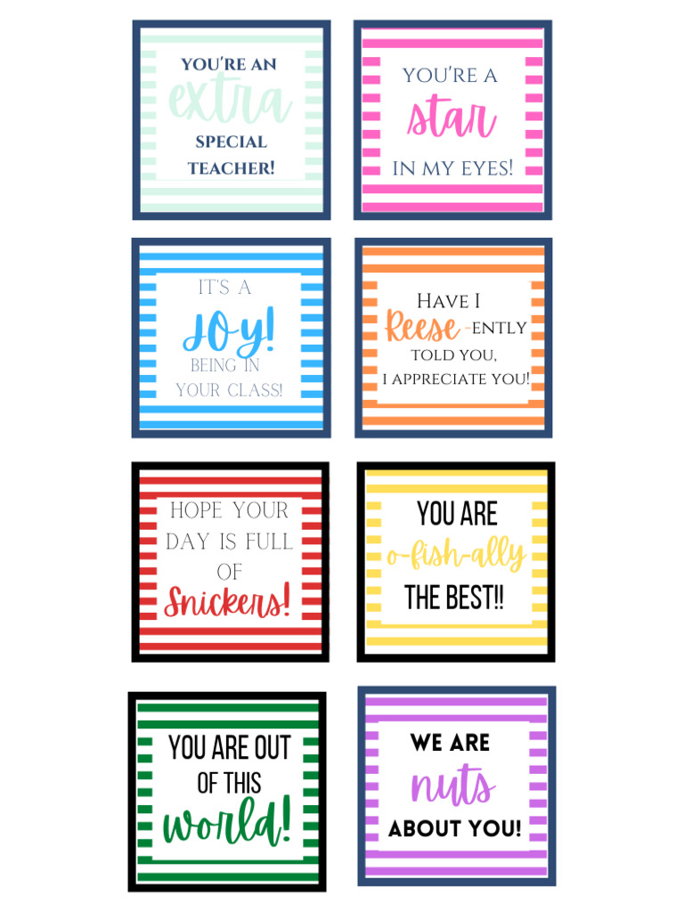 Teacher Candy Bar Tags | PDF