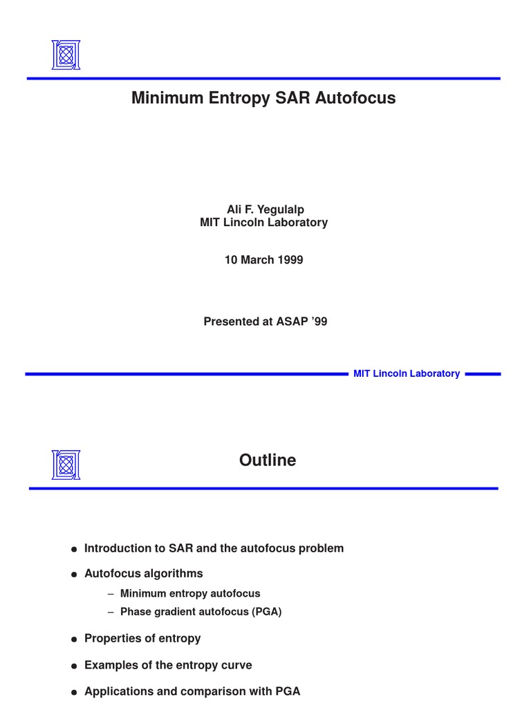 Minimum Entropy SAR Autofocus | PDF | Normal Distribution | Autofocus