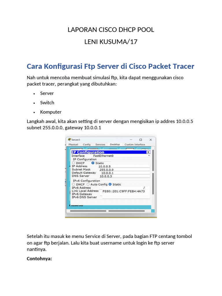Laporan Cisco DHCP Pool | PDF