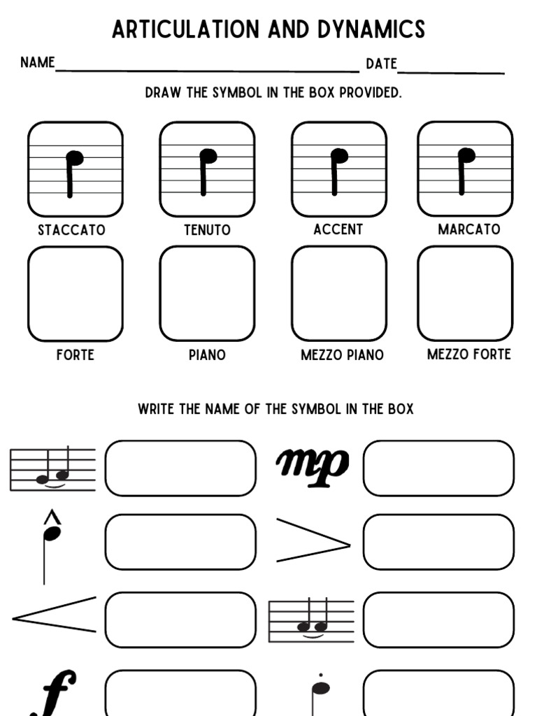 Articulations & Dynamics Worksheet | PDF