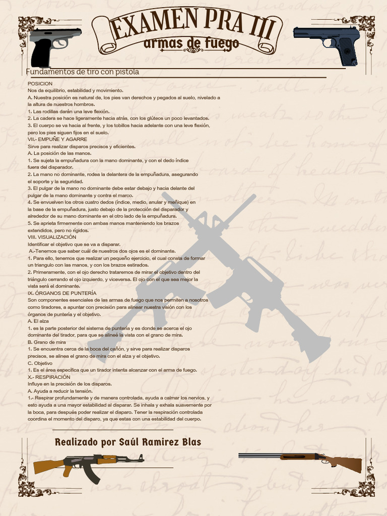 Fundamentos del Tiro con Pistola | PDF | Mano | Armas de fuego