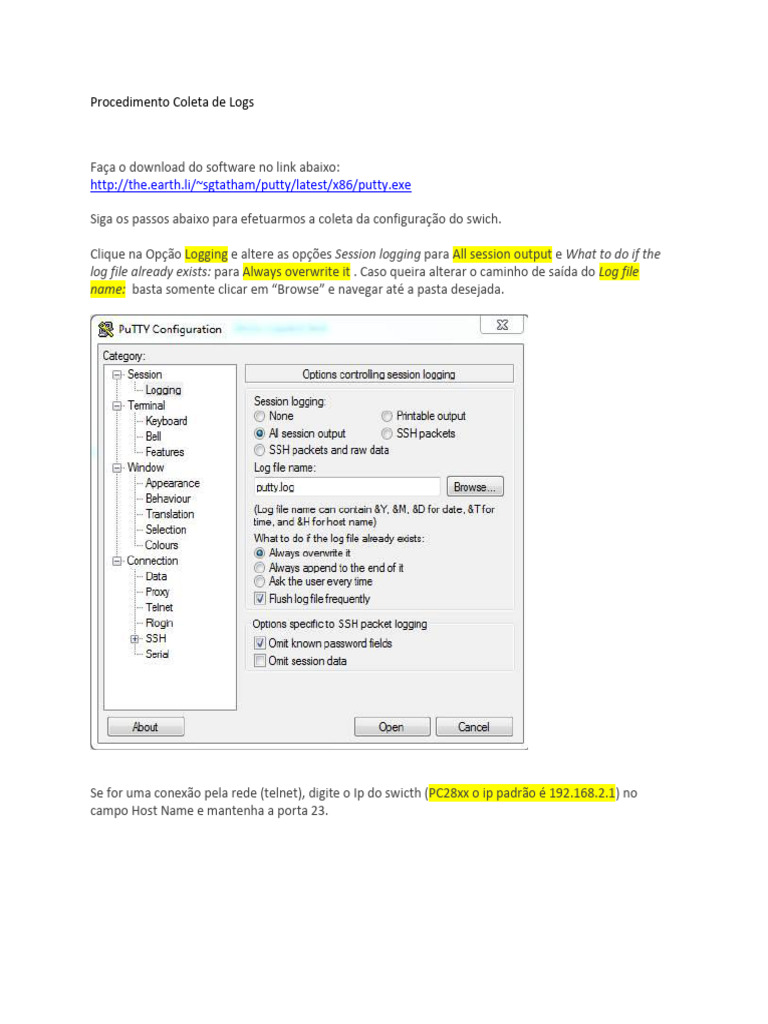 DELL Procedimento+Coleta+de+Logs+Switch | PDF