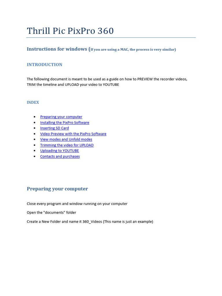 Thrill Pic PixPro 360 Installation Instructions | PDF | System Software ...