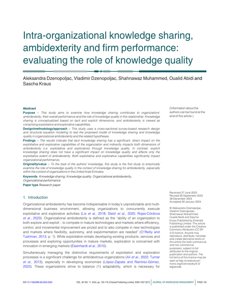 10 1108 - JKM 06 2023 0533 | PDF | Knowledge | Knowledge Management