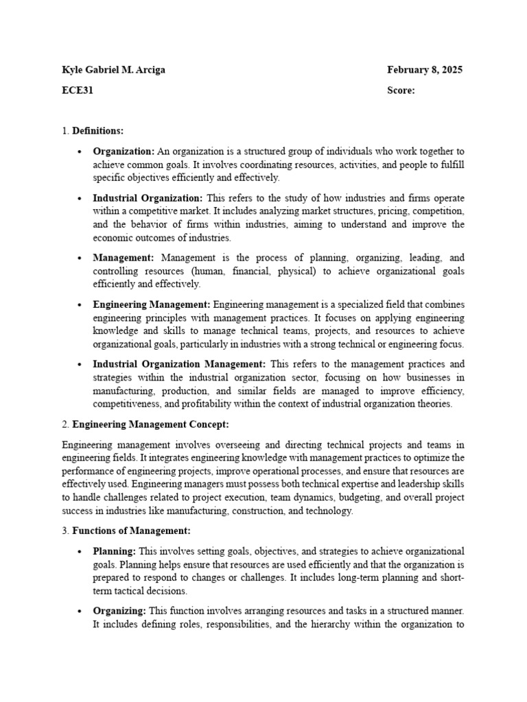 Key Concepts in Engineering Management | PDF | Goal | Leadership