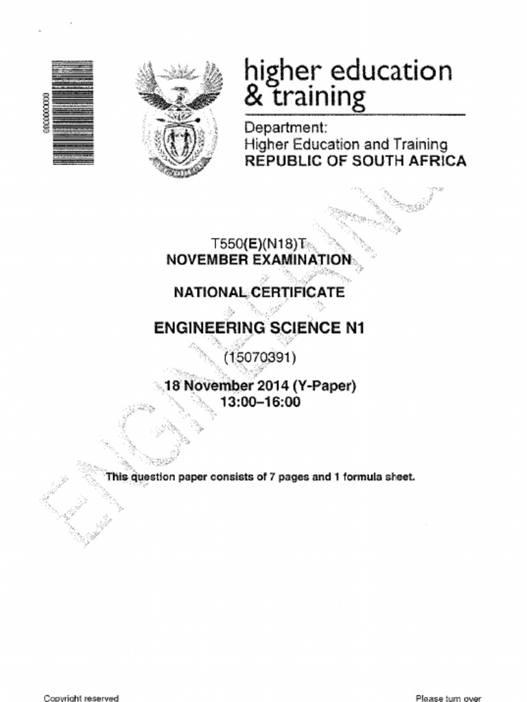 N1 Engineering Science 18 Nov 2014 | PDF