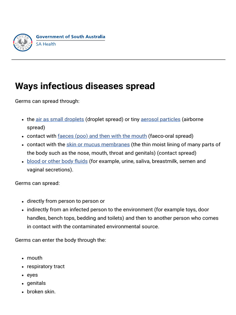 How Infectious Diseases Spread | PDF | Sexually Transmitted Infection ...