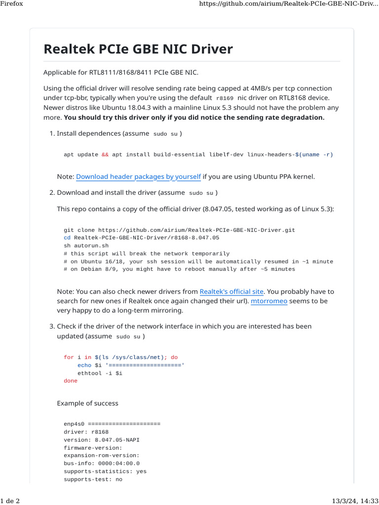 Realtek-PCIe-GBE-NIC-Driver Linuxf RTL8168 | PDF | Device Driver ...