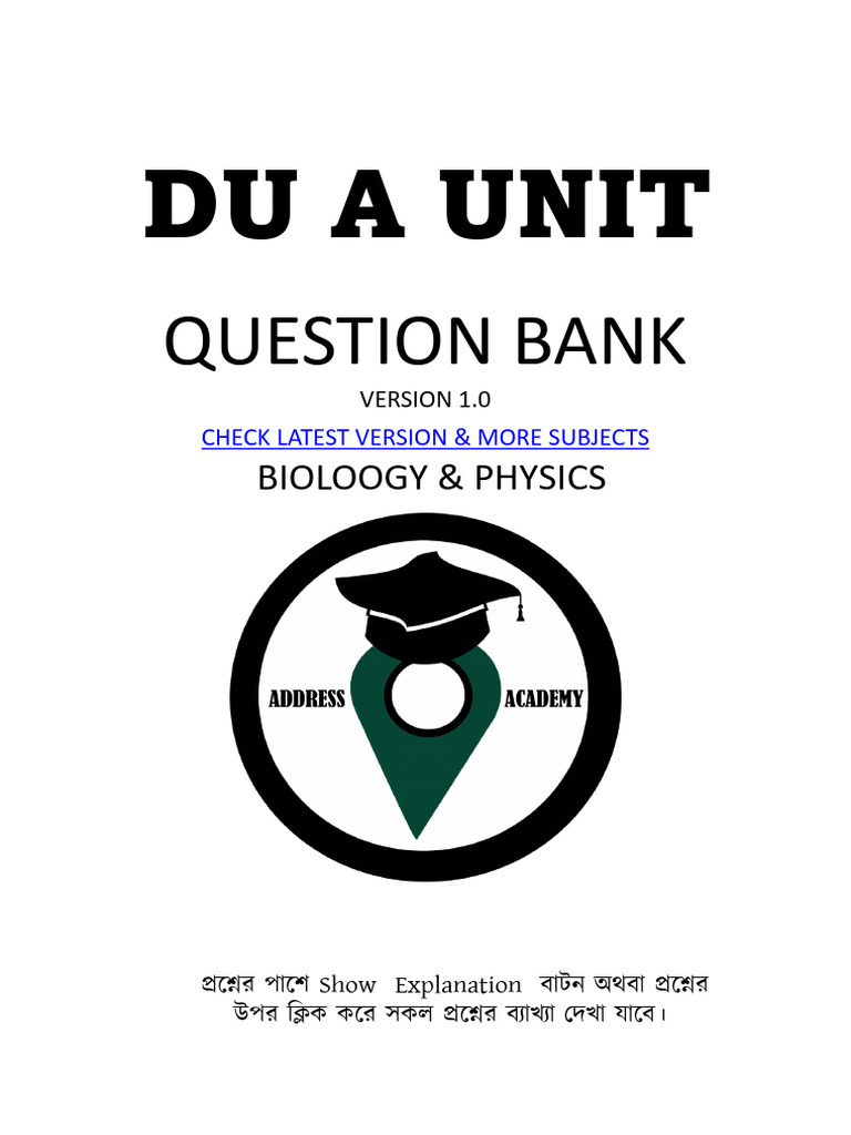 Du A Unit Biology Physics Question Bank - Adress Academy - Com - V.1.0 ...