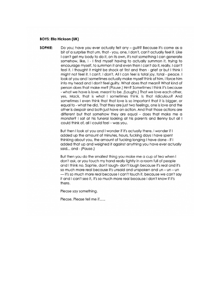 Sophie - Boys Monologue | PDF
