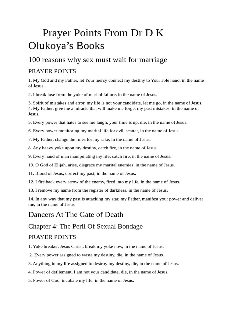 Prayer Points From DR D K Olukoya | PDF | Religious Belief And Doctrine ...