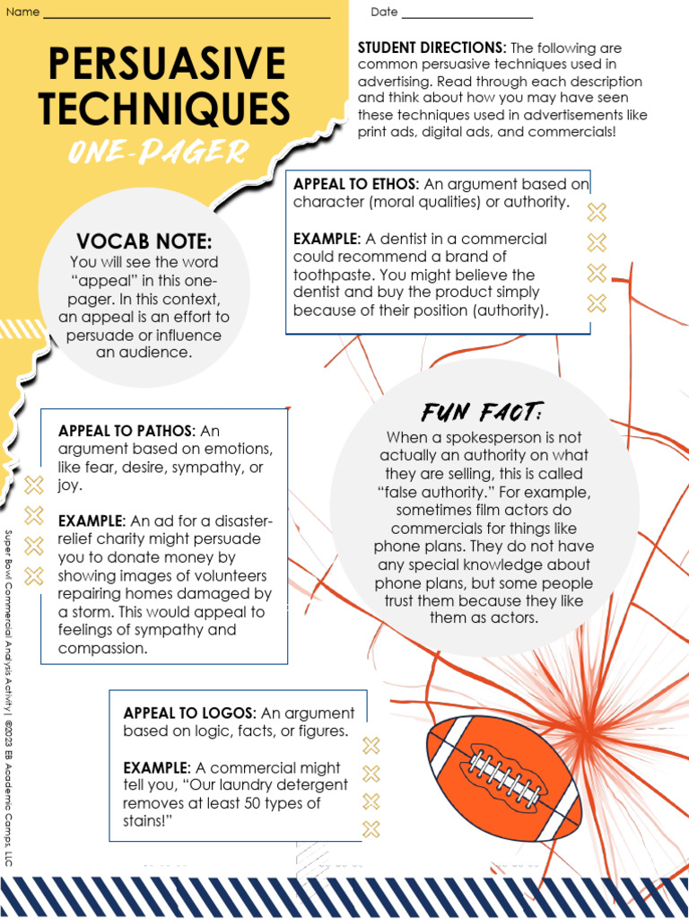 1 Persuasive Techniques One Pager | PDF | Advertising
