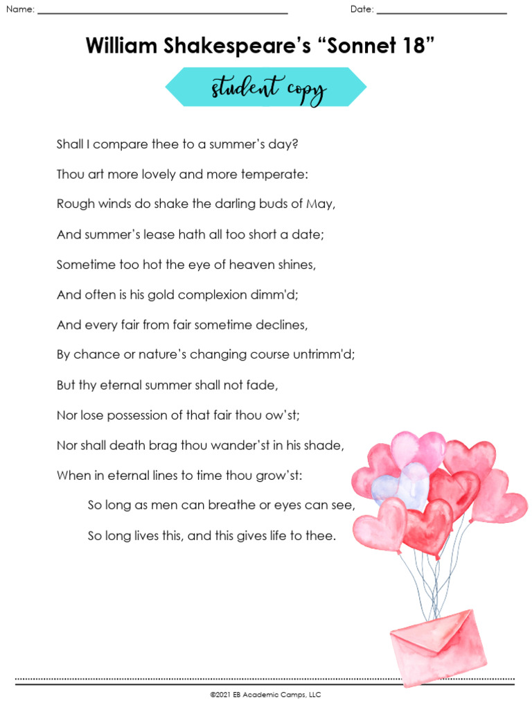 Shakespeare's Sonnet 18 Analysis | PDF