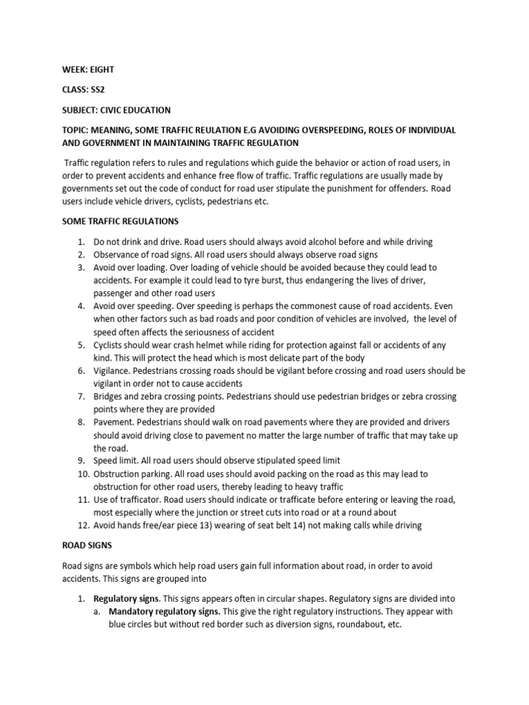 3163_week Eight Ss2 Second Term (1) | PDF | Traffic | Road